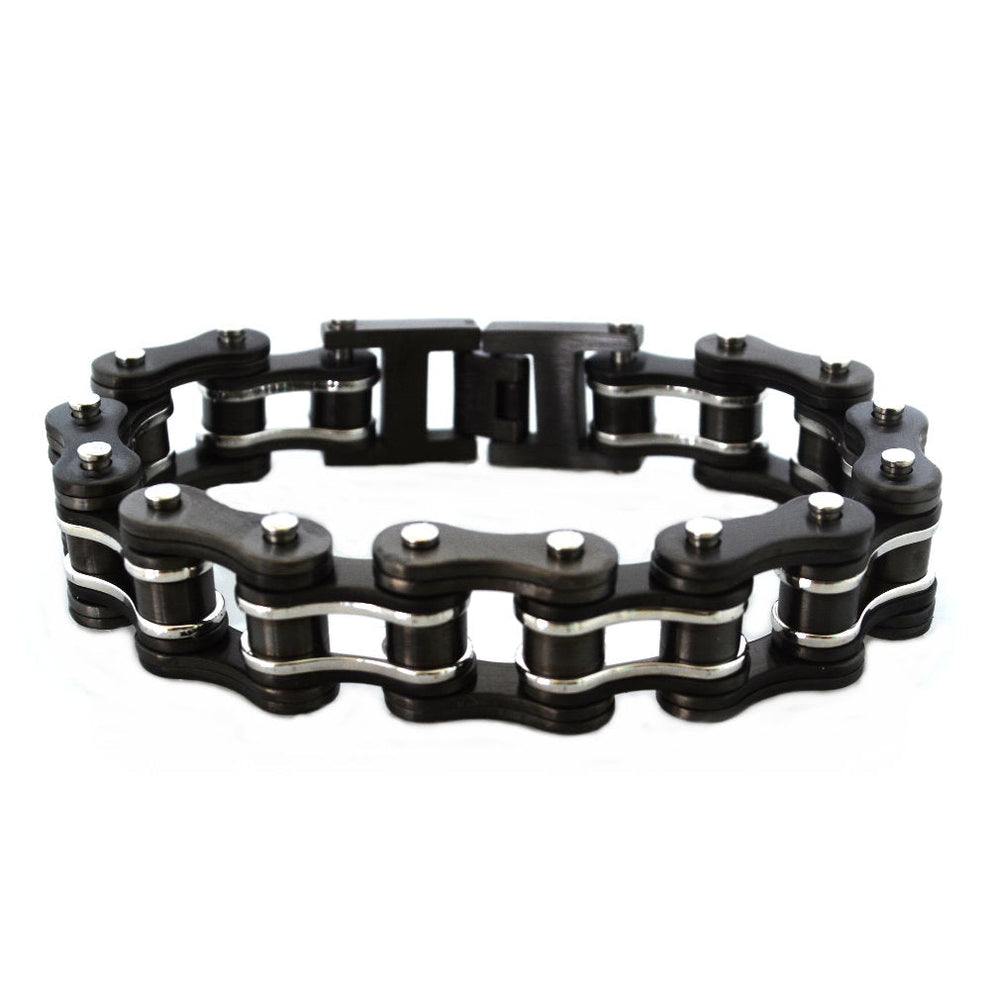 SK1125G Gunmetal Double Link Bike Chain Bracelet - 3/4" Wide – Heavy ...