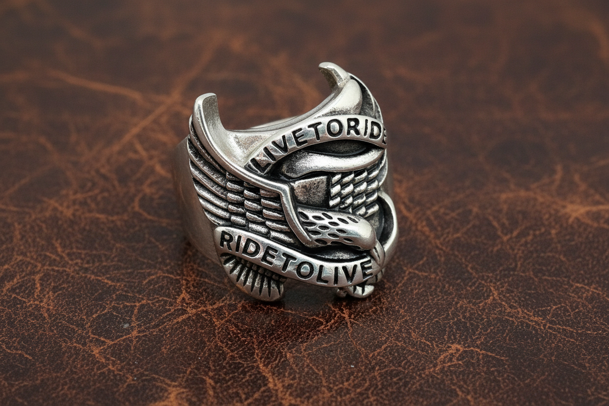 SK1036 Gents Live To Ride Ring Stainless Steel – Heavy Metal Jewelry