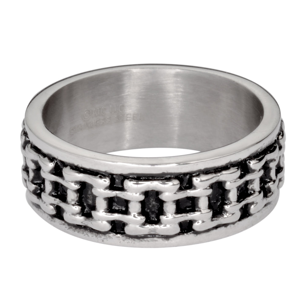 SK1747 Gents Bike Chain Ring Silver Edition Stainless Steel Motorcycle ...
